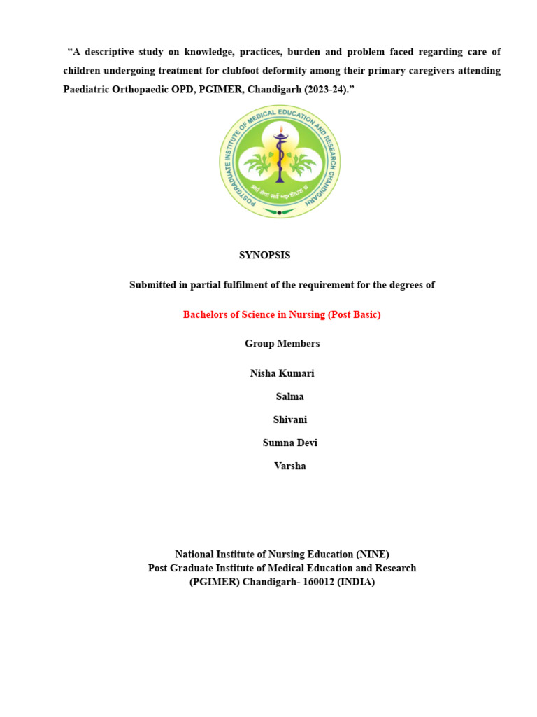 Final Synopsis 1 | PDF | Caregiver