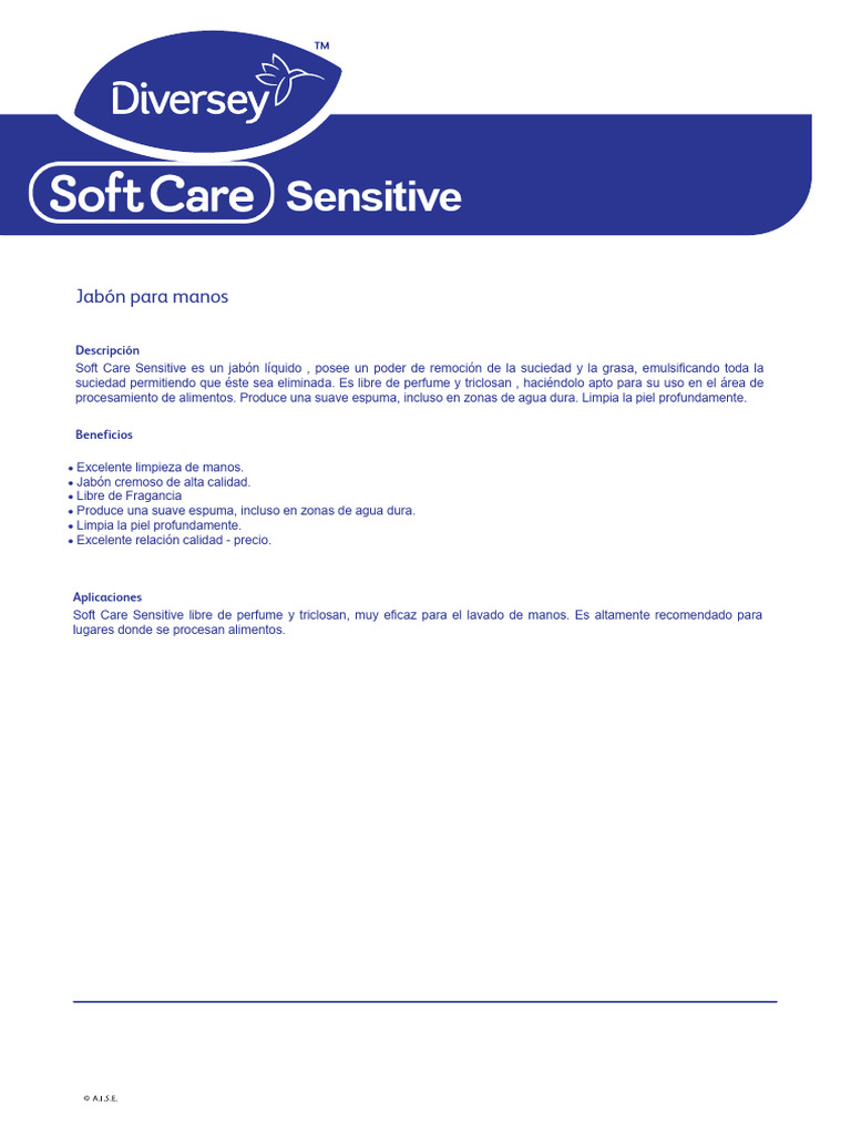 Soft Care Sensitive | PDF | Agua | Jabón