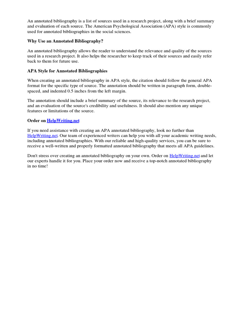 Apa Annotated Bibliography | PDF | Apa Style | Citation