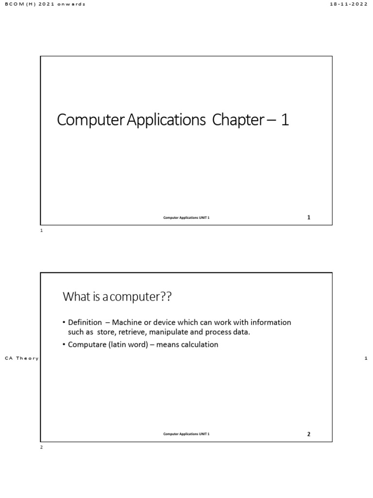 Unit 1 - BCOM (H) 2021 Onwards | PDF | Booting | Central Processing Unit Unit 1 - BCOM (H) 2021 Onwards | PDF | Booting | Central Processing Unit