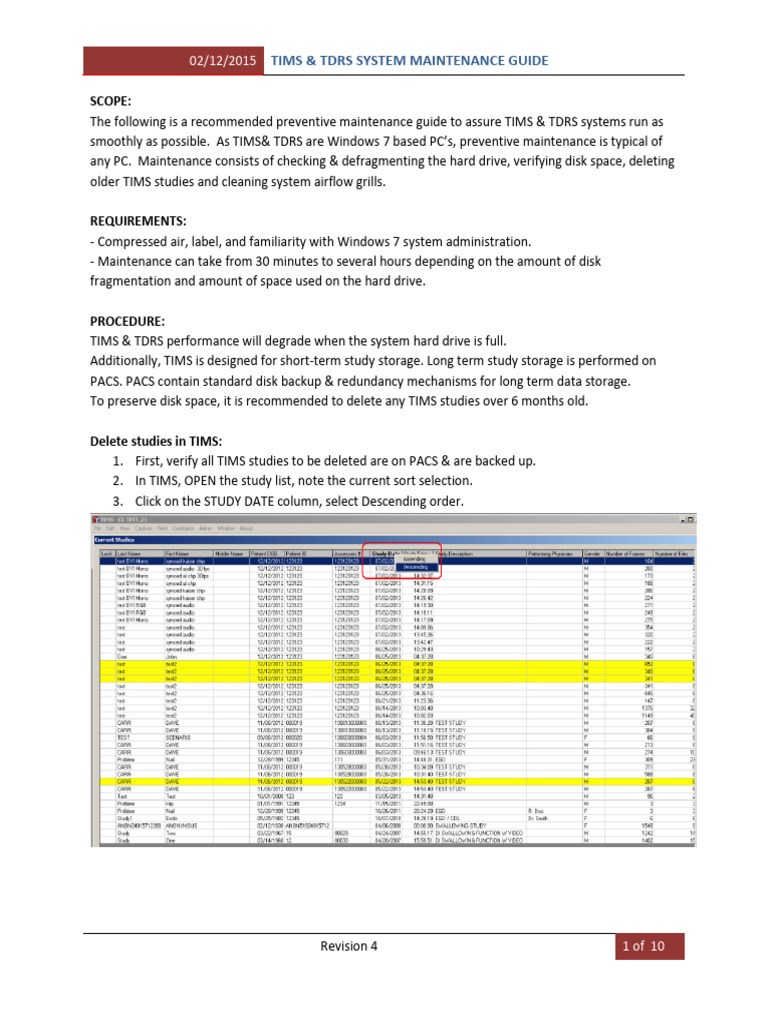 TIMSMaintenance Procedure R4 | PDF | Hard Disk Drive | Data