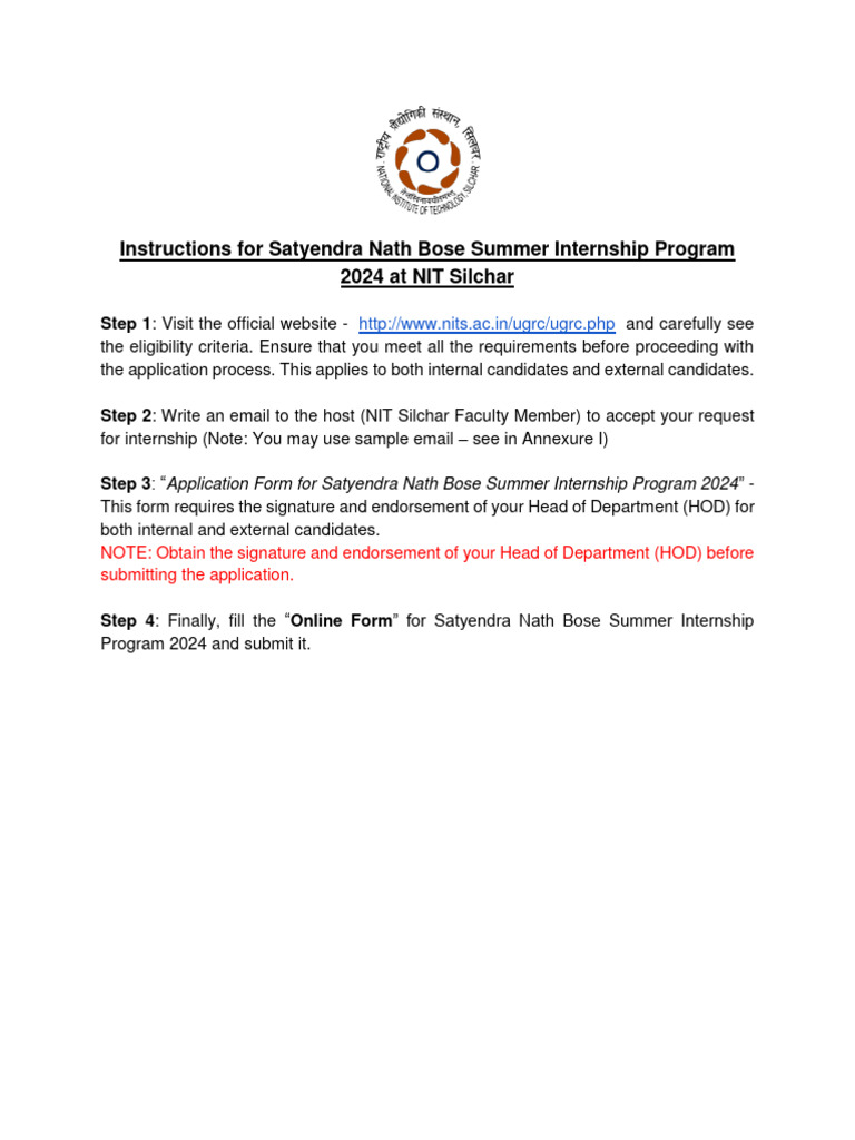 NIT Silchar Summer Internship 2024 Guide | PDF | Career & Growth | Business