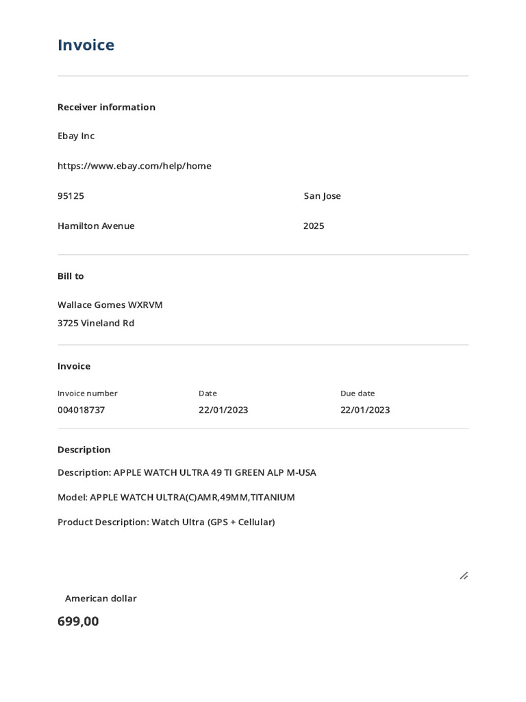 Invoice Apple Watch | PDF