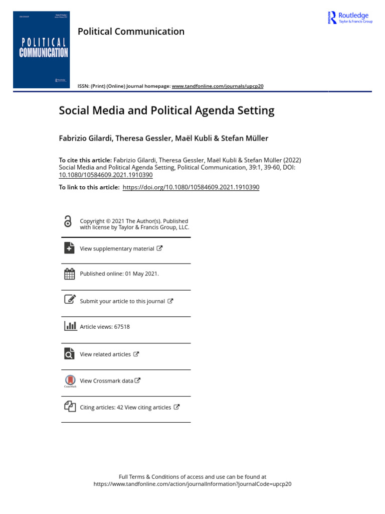 Social Media and Political Agenda Setting | PDF | Social Media ...