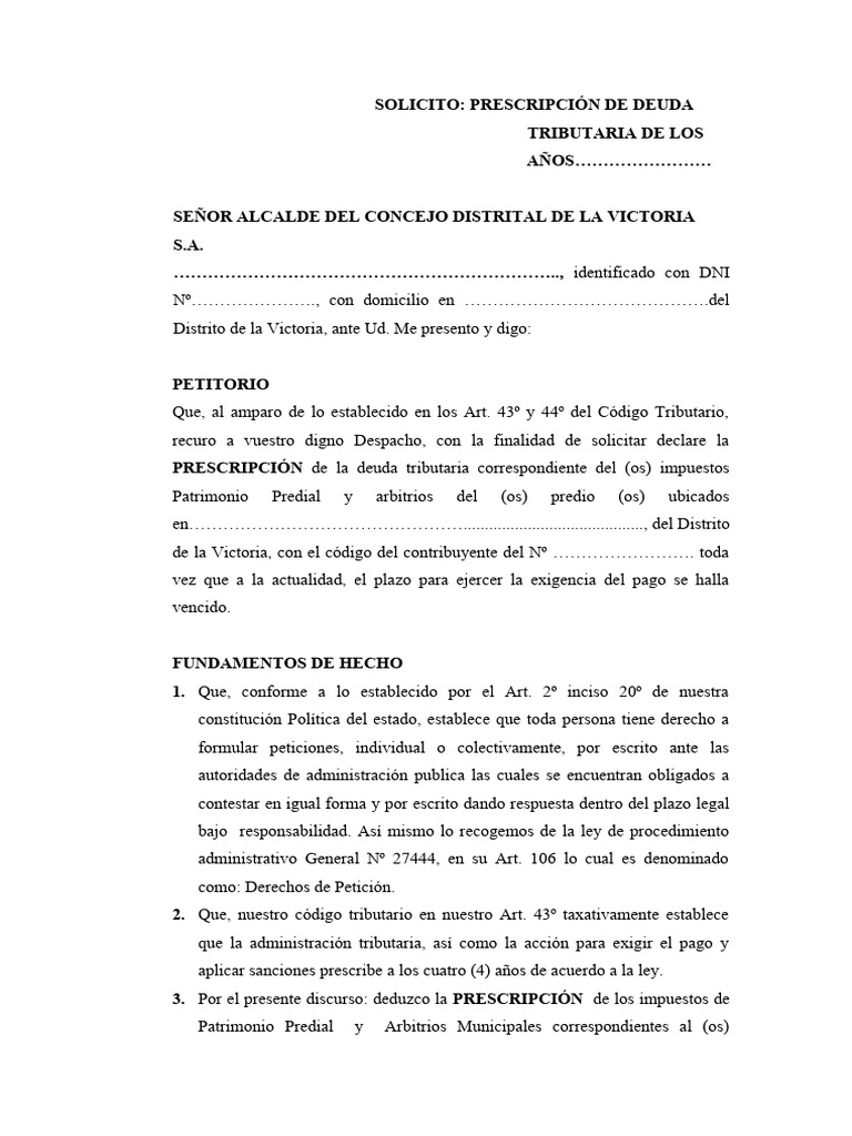 Prescripcion Modelo | PDF | Estatuto de limitaciones | Justicia