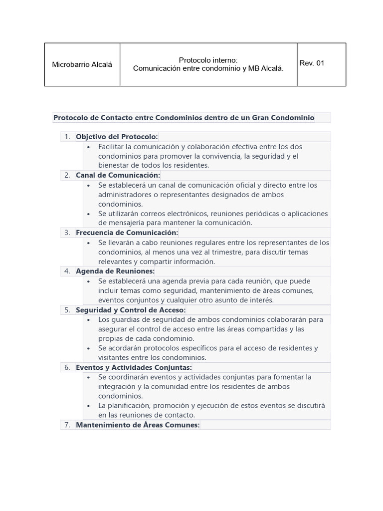 4 Protocolo Contacto | PDF | Condominio