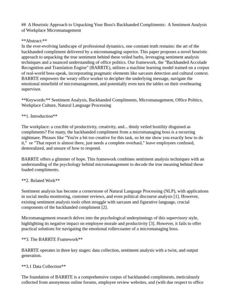 A Heuristic Approach To Unpacking Your Boss's Backhanded Compliments: A ...