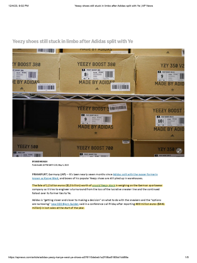 Yeezy Stock Dilemma Post-Adidas Split | PDF | Adidas | Economies