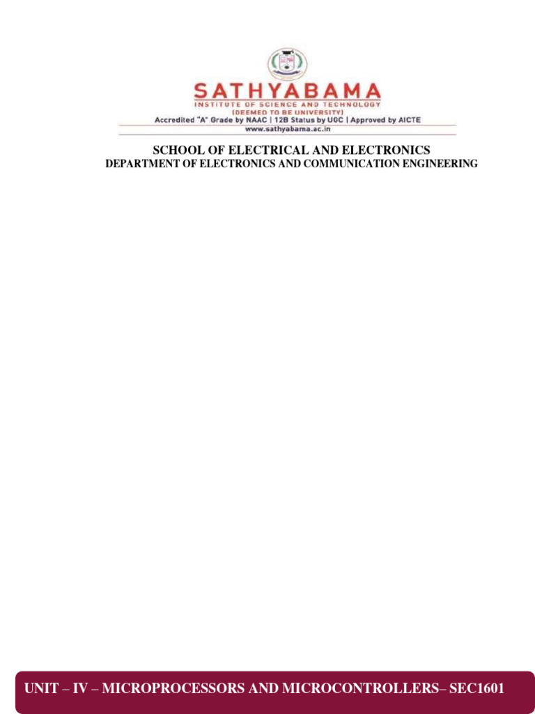 Sec1601-Microprocessors and Microcontrollers-Course Material Unit IV | PDF | Microcontroller ...