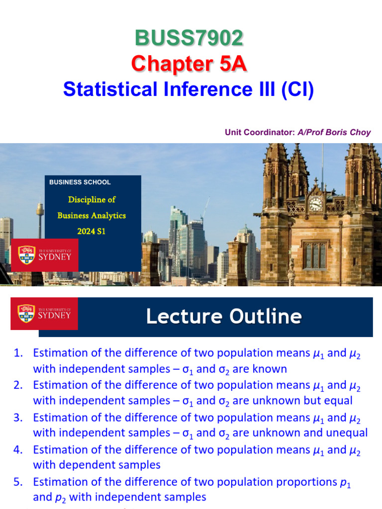 Buss7902 Chapter 5 Lecture Notes Pdf Standard Deviation Estimator