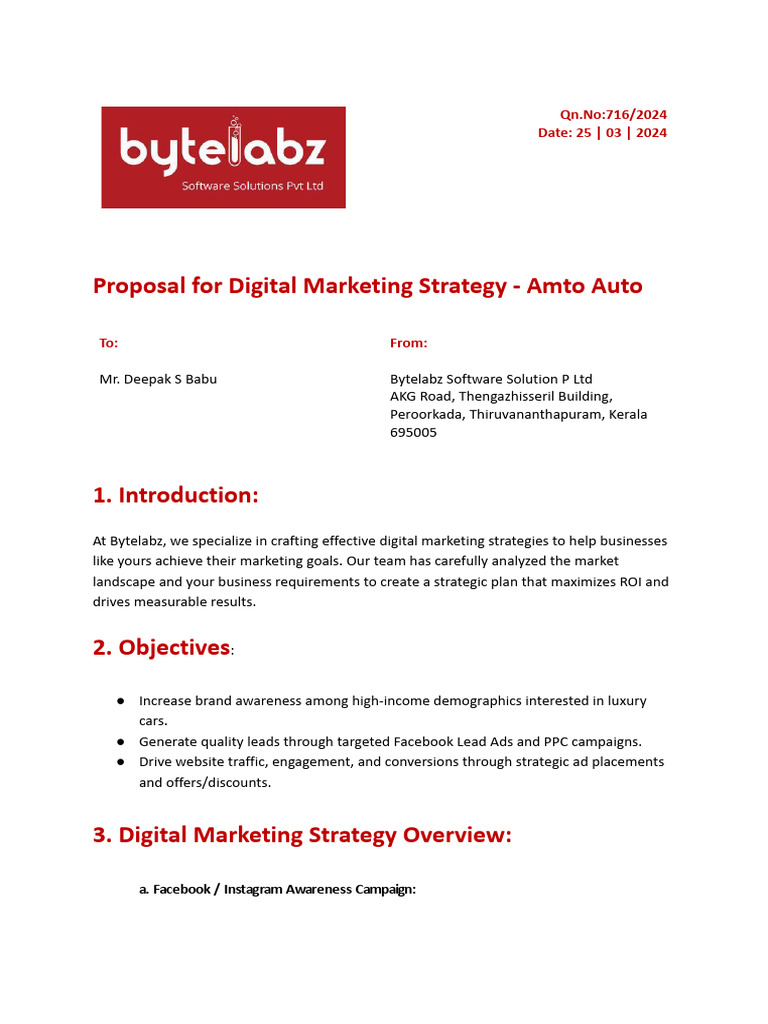 Comprehensive - DigitalMarketing Proposal AmtoAuto | PDF | Digital ...