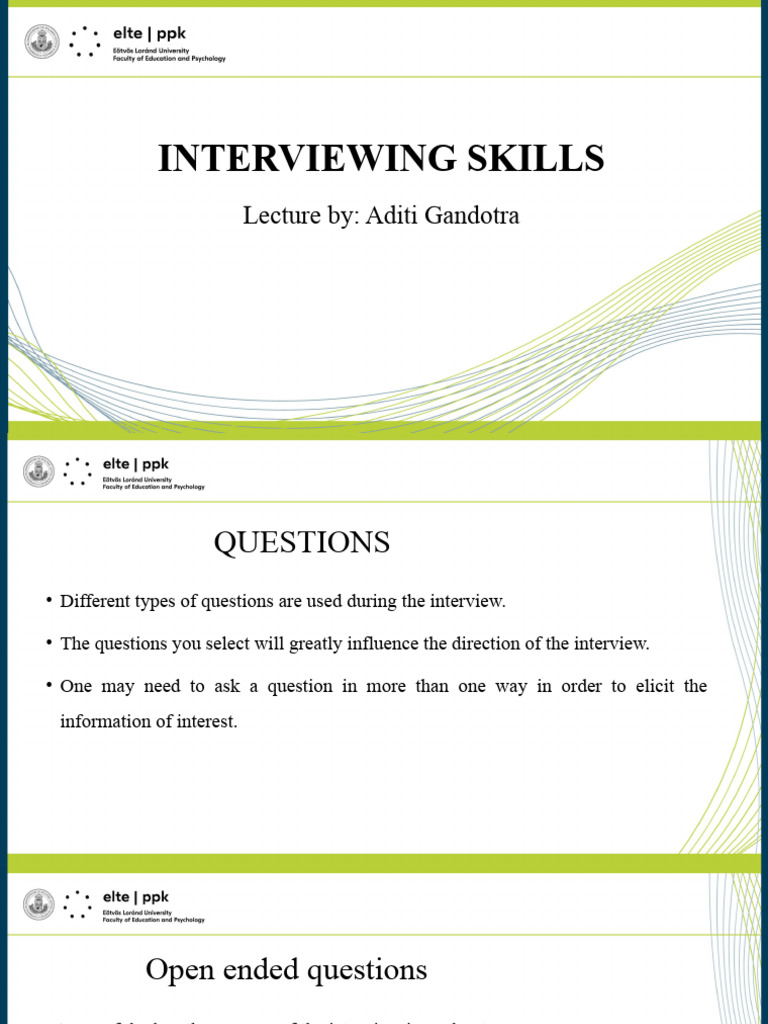 Lecture 2 INTERVIEWING SKILLS | PDF | Job Interview | Interview