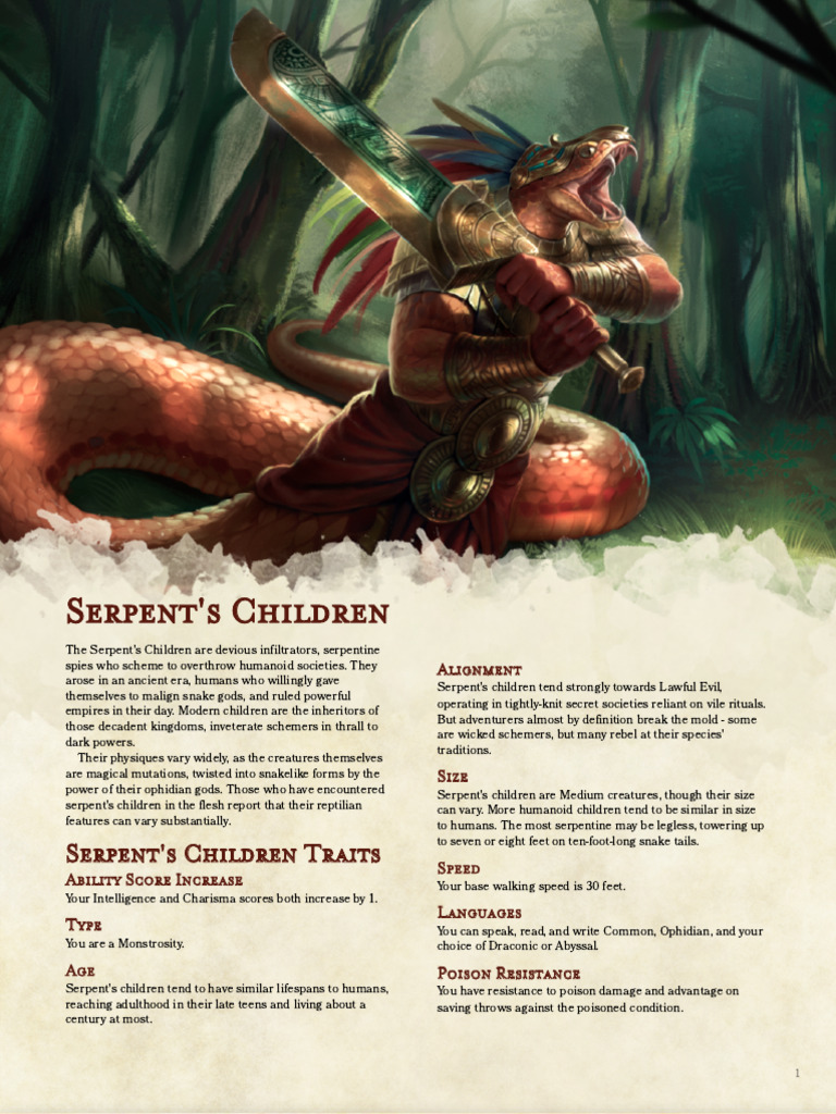 Species - Serpent's Children | PDF | Snake | D20 System