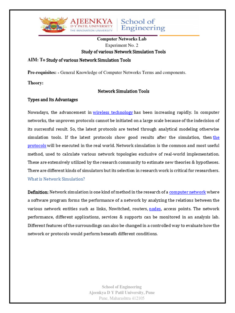 LAB - CN - 2023 - 24 EXPT 2 Network Simulators-1 | PDF | Computer Network | Simulation