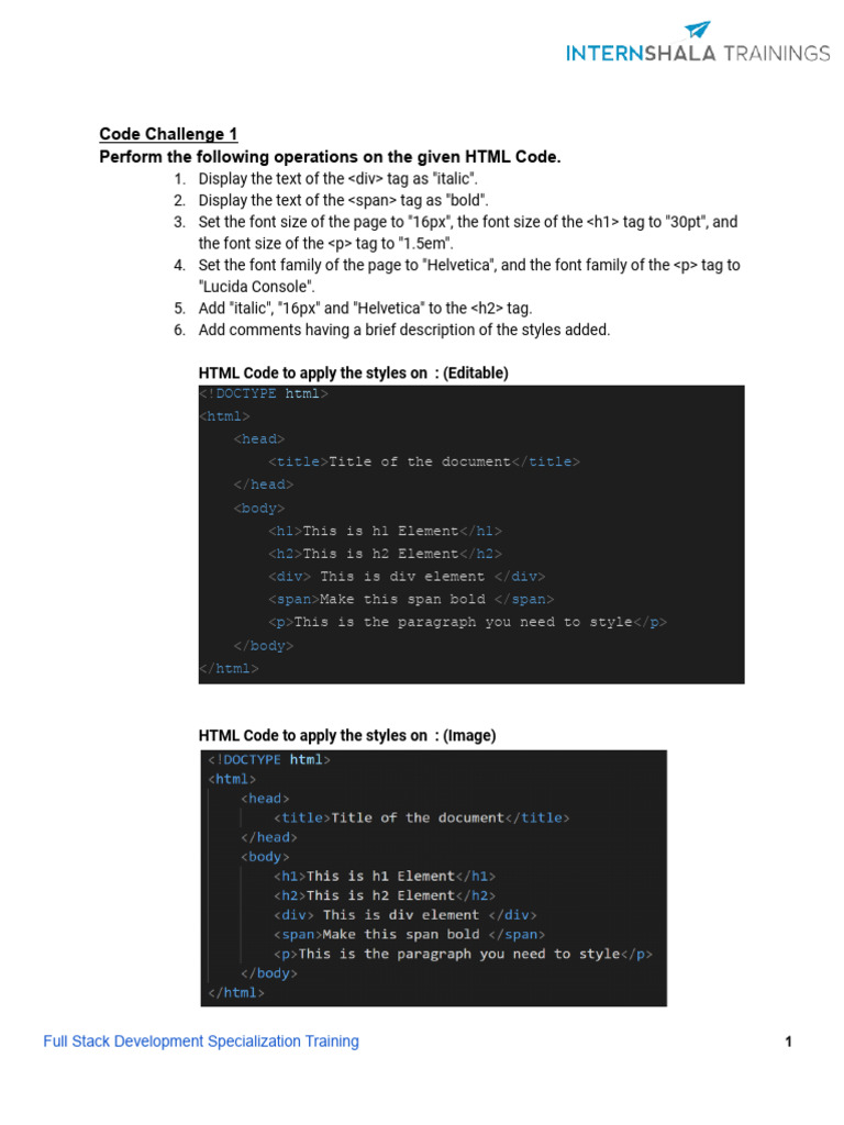 Module 2 Topic 1 Code Challenges | PDF | Html Element | Html
