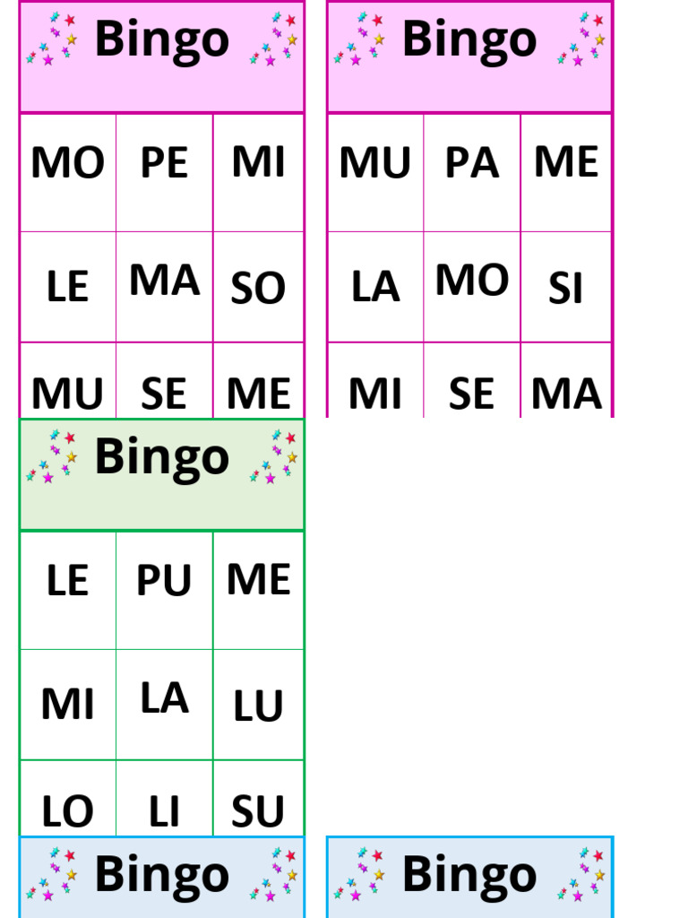 Bingo de Consonantes M - P - L - S | PDF