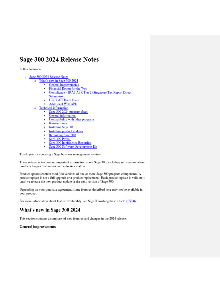 Sage 300 2024 Release Notes | PDF | Microsoft Excel | World Wide Web