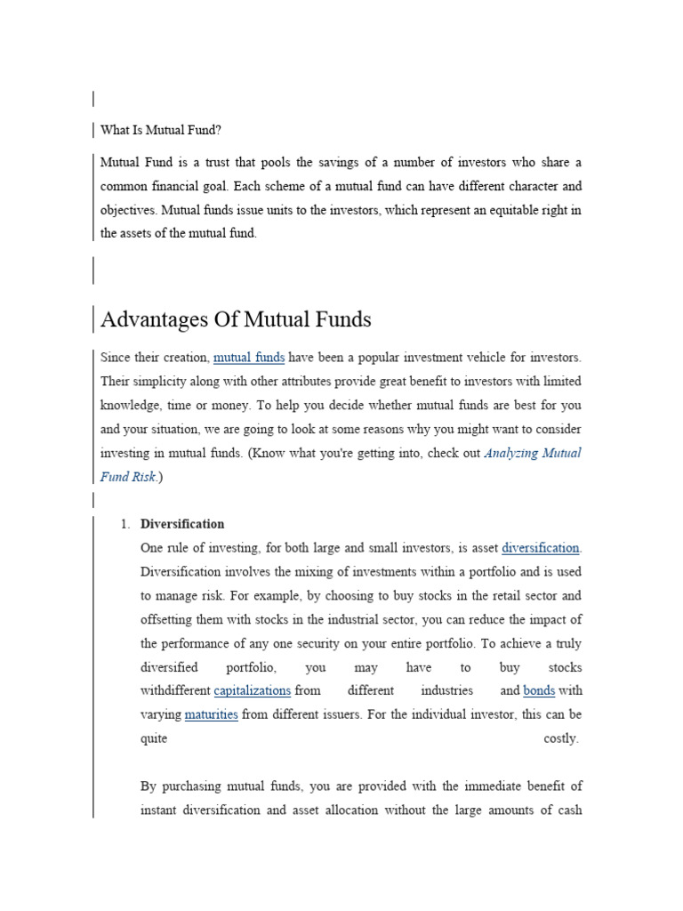 Advantages of Mutual Funds Explained | PDF | Investment Fund | Mutual Funds