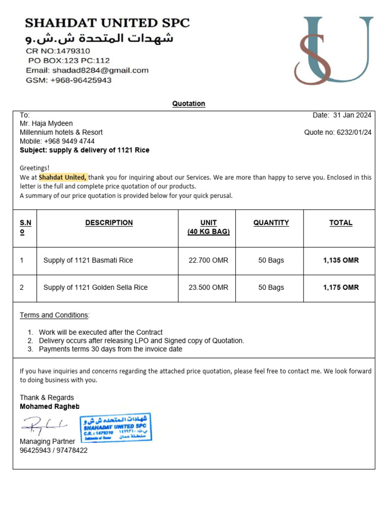 Quotation - 6232-01-24 | PDF