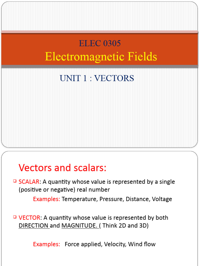 Unit 1 Vectors Pdf Divergence Euclidean Vector