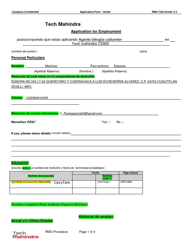 01 Application Form | PDF