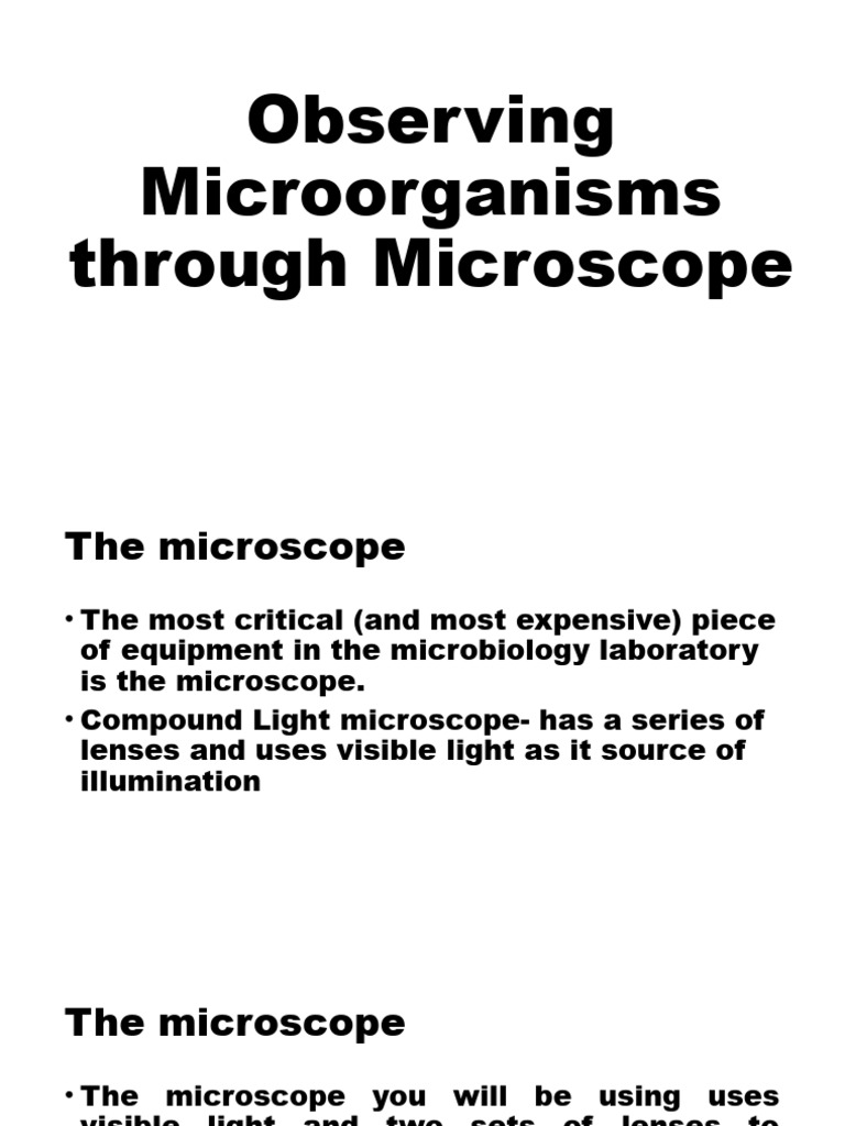 Observing Microorganisms Through Microscope | PDF | Microscope | Optical Devices