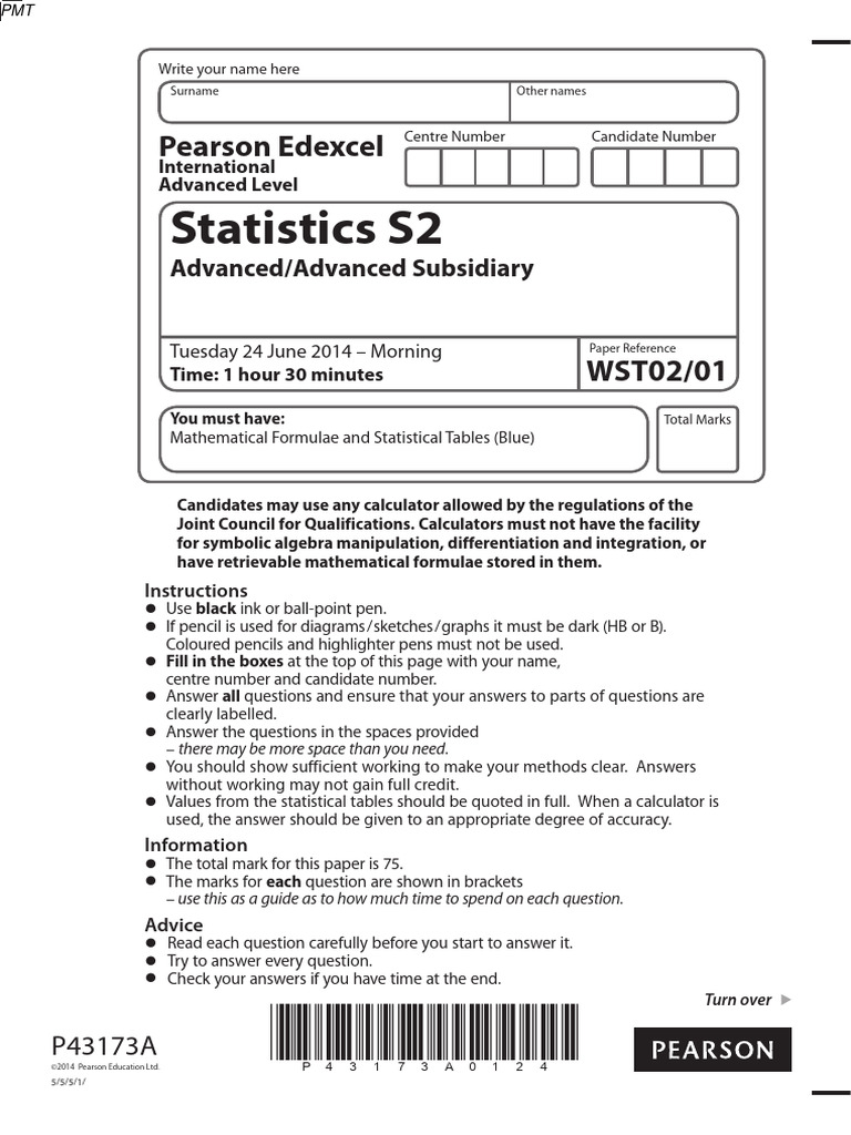 June 2014 (IAL) QP - S2 Edexcel | PDF | Probability Distribution | Mode ...