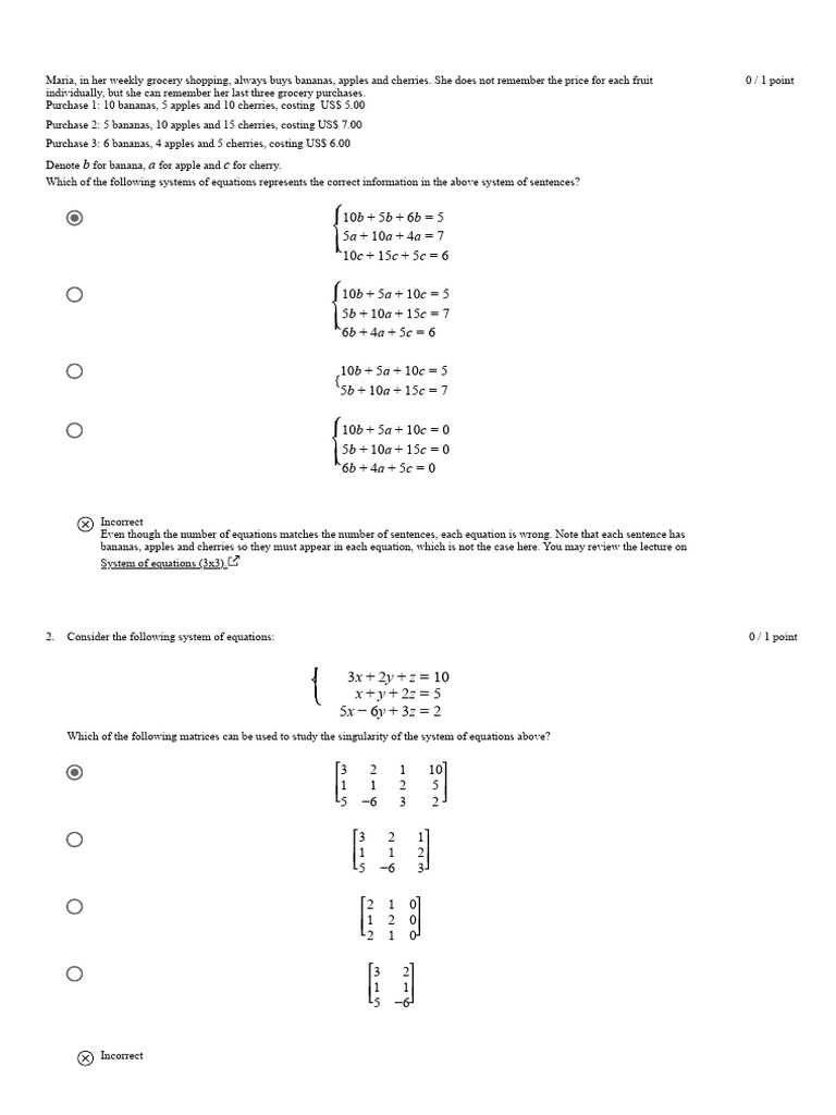 Graded Quiz - Coursera2 | PDF | Matrix (Mathematics) | Determinant