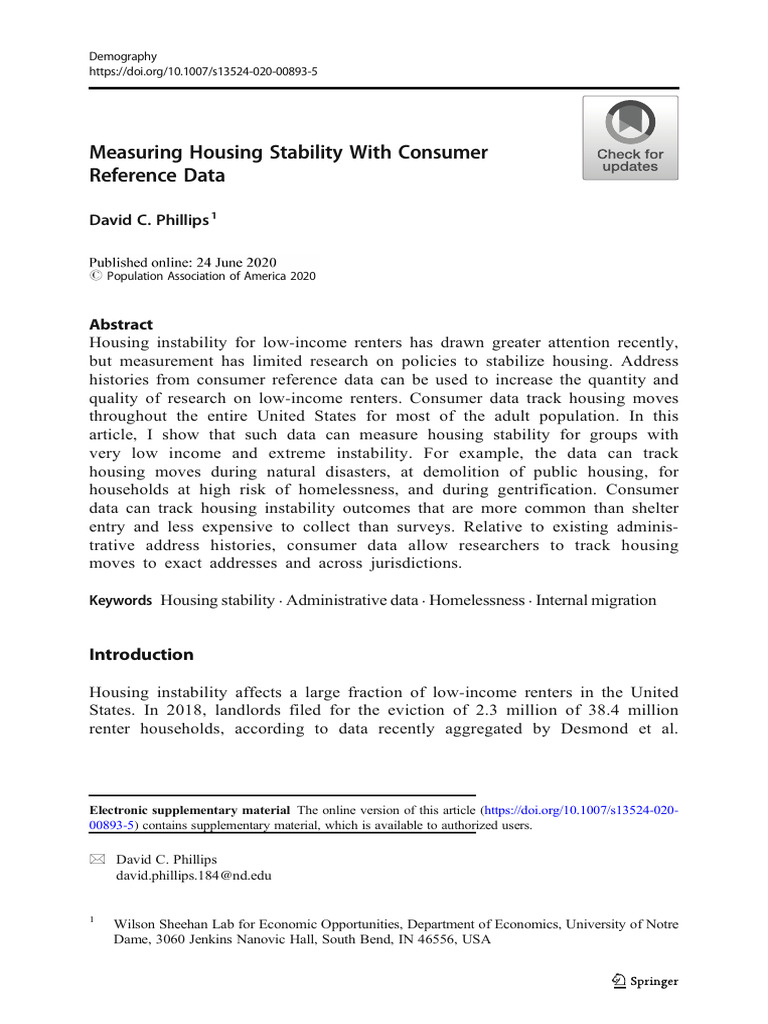 Measuring Housing Stability With Consumer Reference Data, Phillips2020 ...