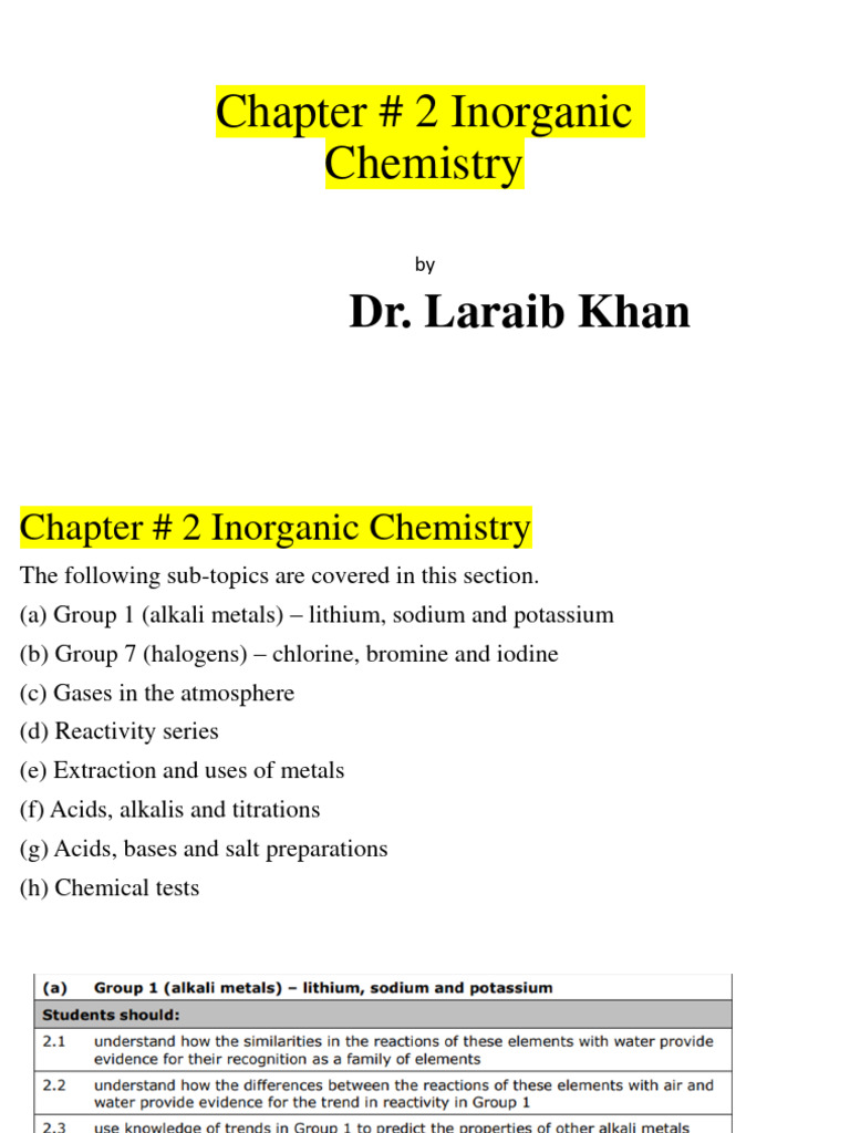Inorganic IGCSE Chemistry Chapter # 2 | PDF