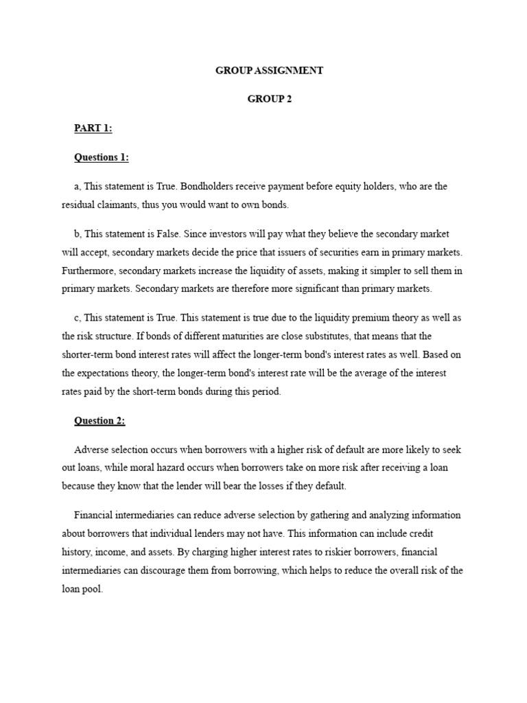 BFI Group-Assignment Group-2 | PDF | Financial Risk | Financial Markets