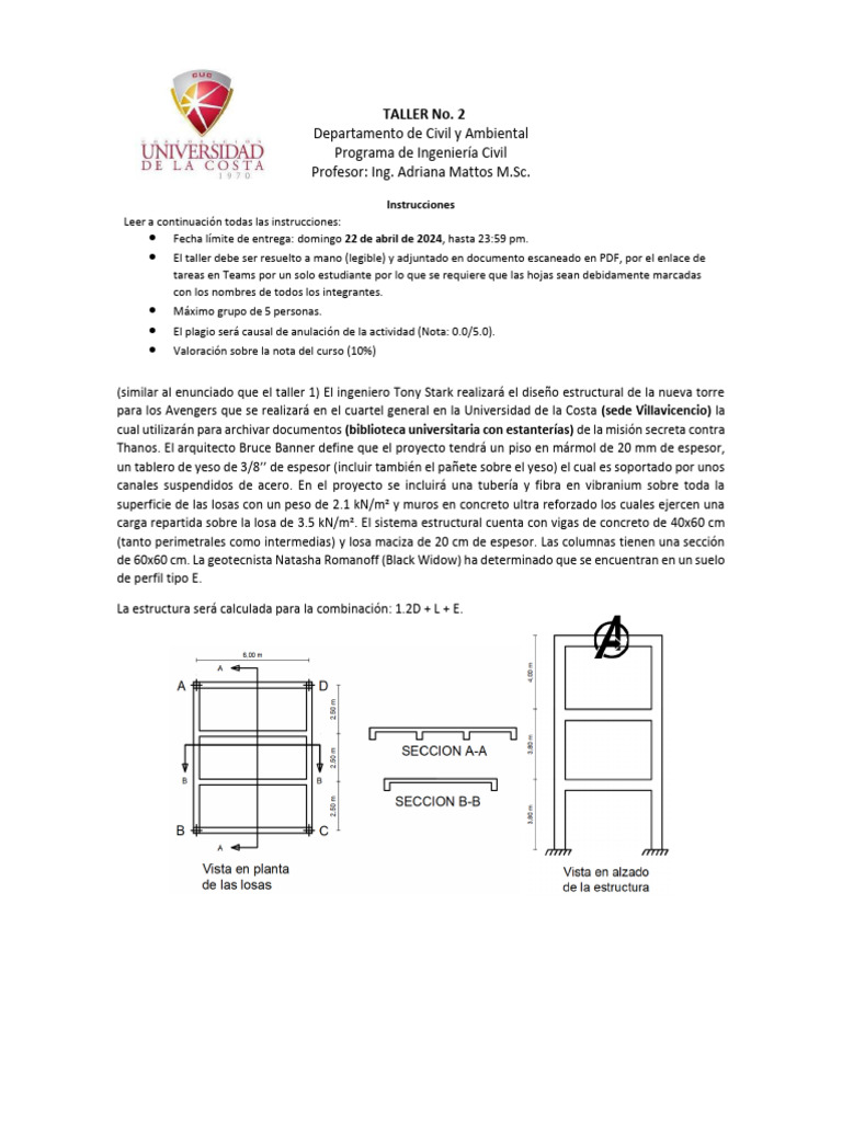 Taller 2 - Estructuras 1 2024-1 AM | PDF