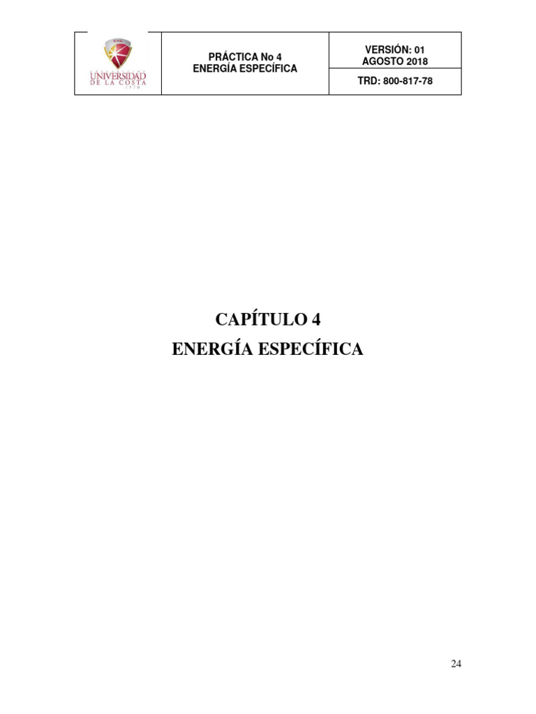 Energía Específica en Canales Abiertos | PDF | Ecuaciones | Velocidad