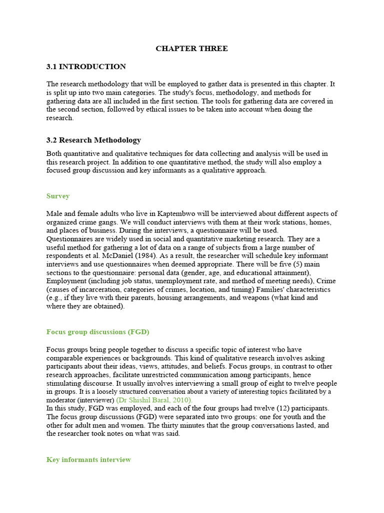 Chapter Three | PDF | Validity (Statistics) | Focus Group