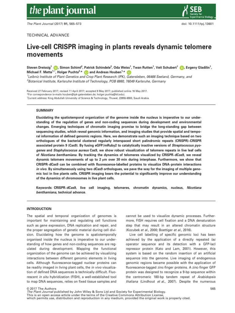 Dreissig-Live-cell CRISPR imaging in plants reveals dynamic telomere ...