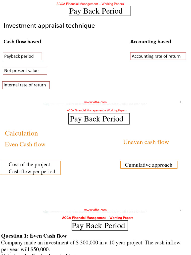 Payback Period in Investment Appraisal | PDF | Money | Economies