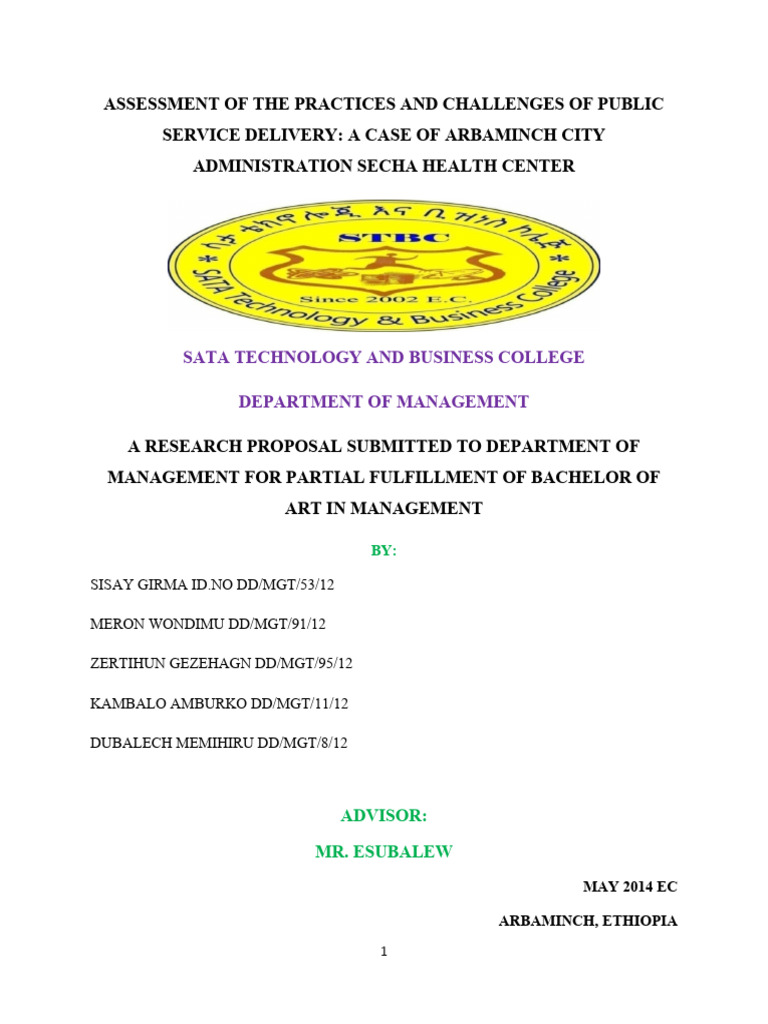 Final Editted Sisay Group Research Paper | PDF | Health Care | Customer ...