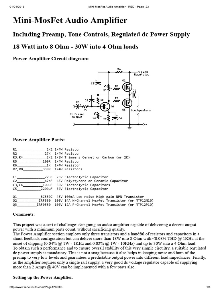 Mini-Mosfet 18-30W PREAMP | PDF | Amplifier | Resistor