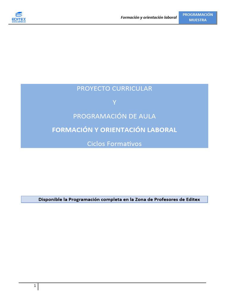 Programacion Fol 2018 Unidad 1 | PDF | Derecho laboral | Evaluación