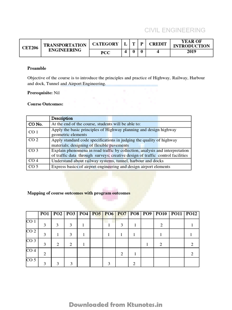 Transportation Engineering Course Overview | PDF | Road | Traffic