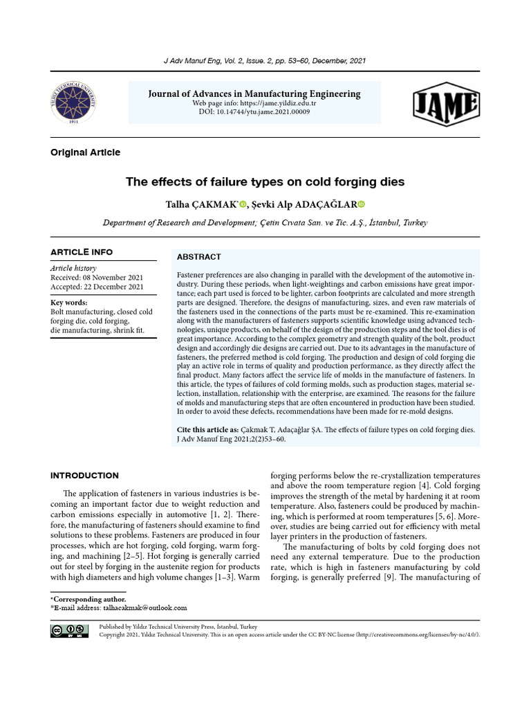 The effects of failure types on cold forging dies | PDF | Fracture | Forging