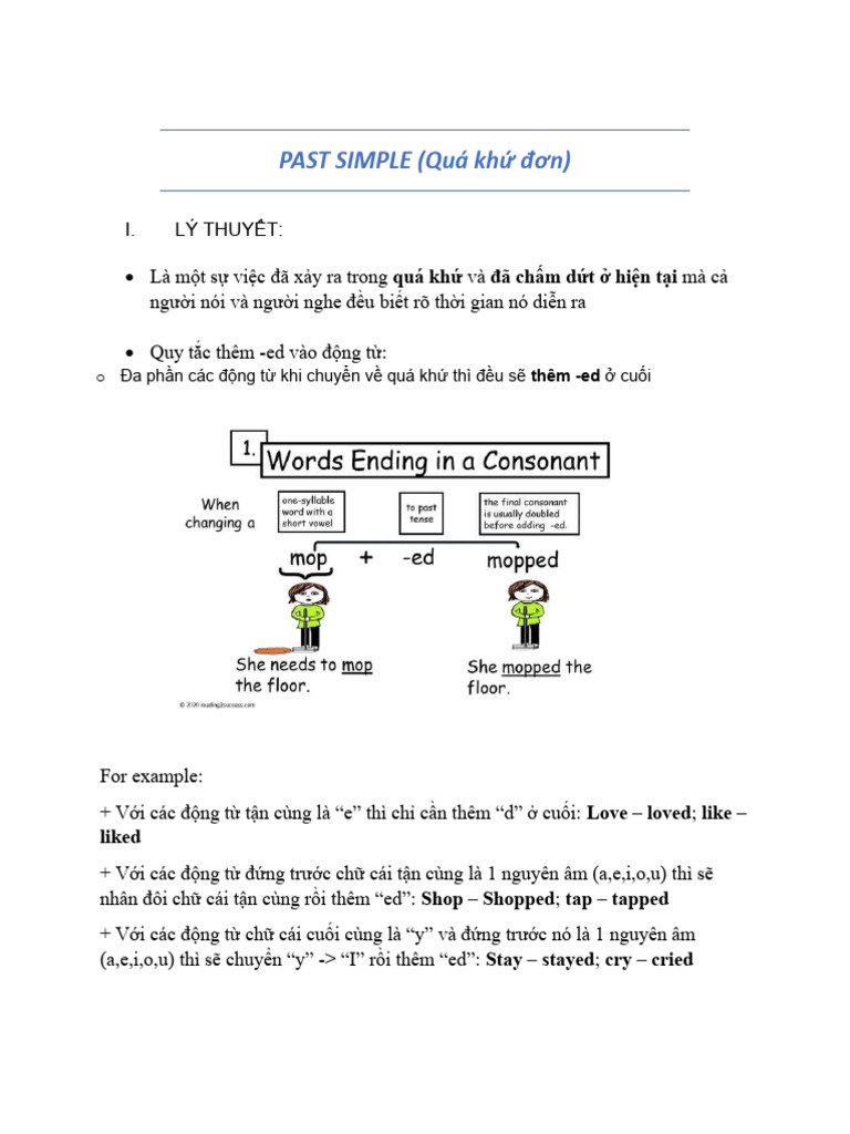 Lý thuyết + Bài tập Past simple 1 | PDF