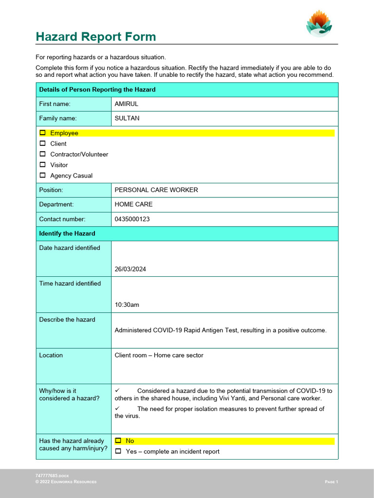 GROUP 7 - Banksia-SD-SE-T1-Hazard-Report-Form-Template-V1.0-ID-200278 ...