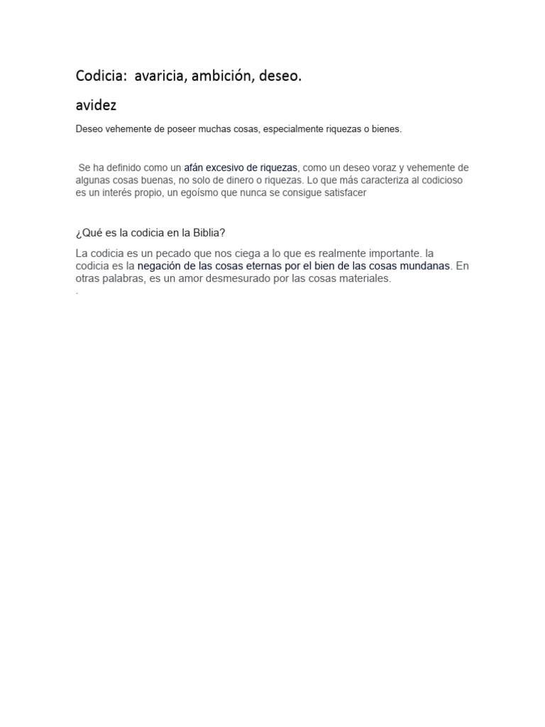 Definición y ejemplos de codicia | PDF