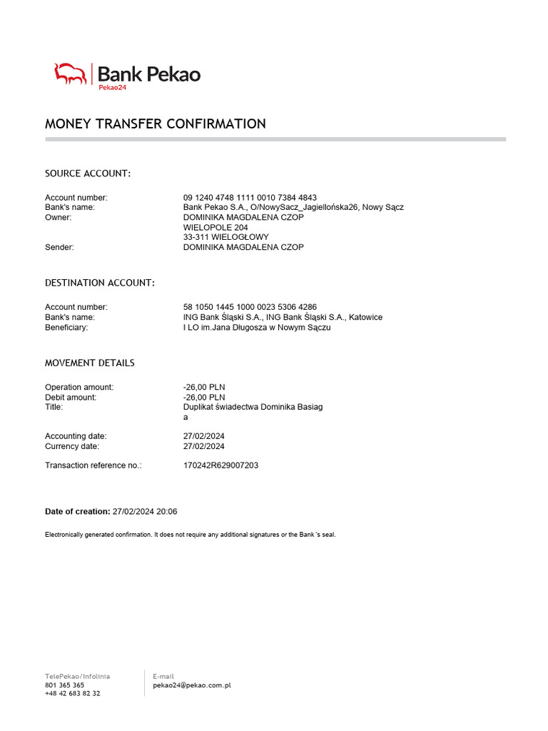 Potwierdzenie Transakcji 170242R629007203 1709060778373 | PDF