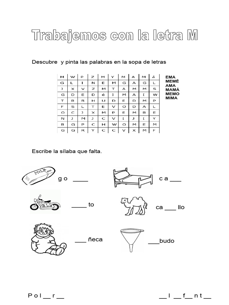 Letra M Sopa de Letras | PDF