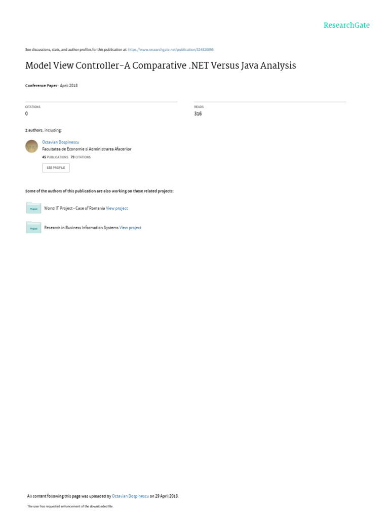MVC Paper | PDF | Model–View–Controller | Dynamic Web Page