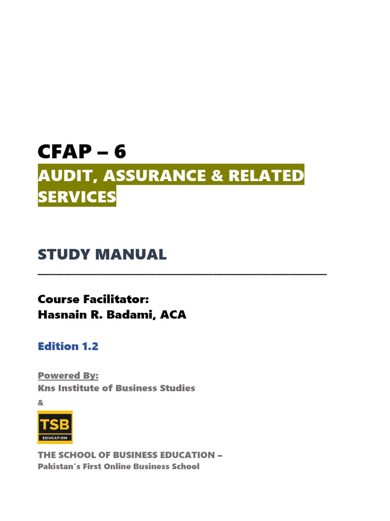 CFAP+6+Study+Manual+1 2+updated | PDF | Financial Audit | Audit