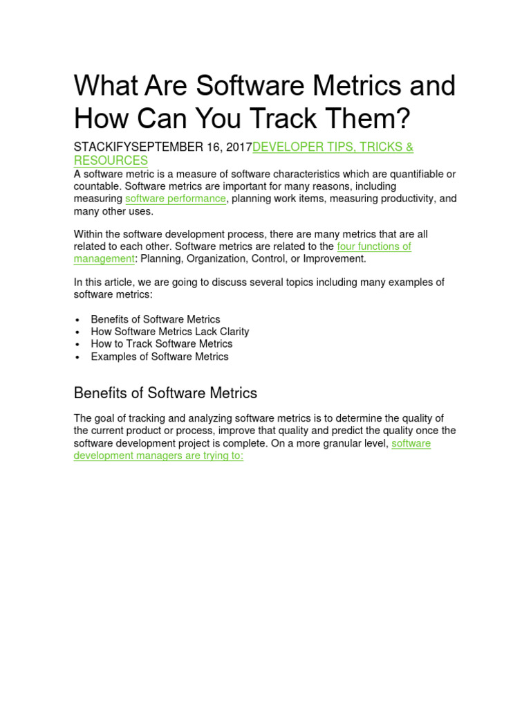 Understanding Software Metrics | PDF | Performance Indicator | Agile ...
