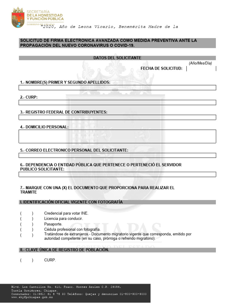 Formato Solicitud Firma Electronica Avanzada Ante Covid 19 | PDF | Derecho